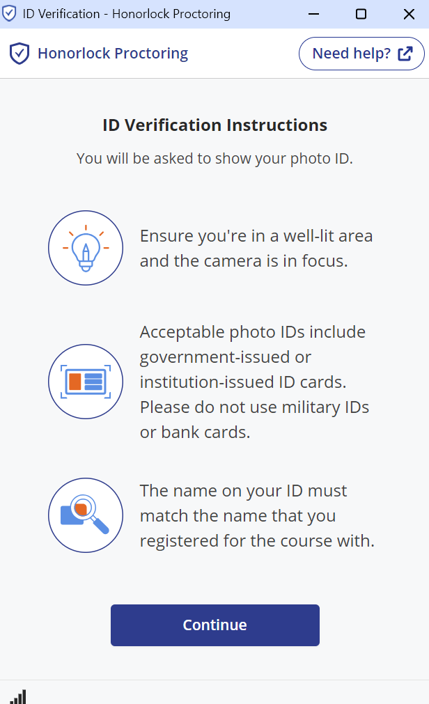 Connecting to the Exam - Honorlock